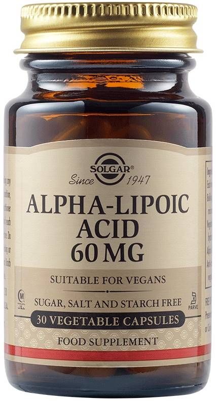 Alpha Lipoic Acid 60 mg 30 растителни капсули Solgar Ozone bg