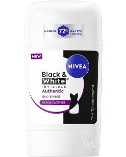 Nivea Стик против изпотяване Black & White Invisible Authentic, 50 ml ...