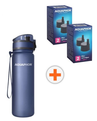 Филтрираща бутилка за вода Aquaphor - City, 0.5l, 2бр. филтри, нави | Ozone.bg