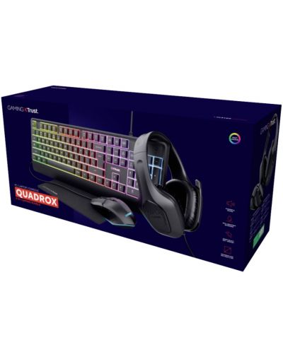 Гейминг комплект Trust - GXT792 QUADROX 4-IN-1, черен | Ozone.bg