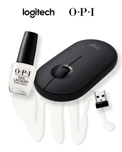 Комплект мишка Logitech - Pebble M350 и топ лак за нокти OPI, черна ...
