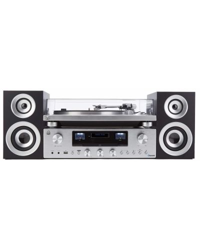 Комплект грамофон и усилвател GPO - PR 100/200, сребрист | Ozone.bg