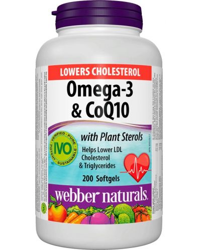 Omega-3 & CoQ10, 200 софтгел капсули, Webber Naturals | Ozone.bg