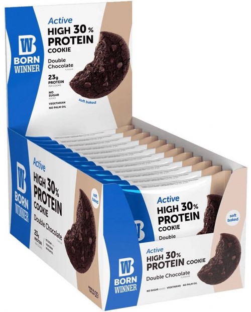 Active Protein Cookie, двоен шоколад, 12 броя, Born Winner | Ozone.bg
