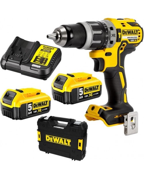 Безчеткова акумулаторна бормашина DeWALT - DCD796P2-QW, 18V, 2 x 5 Ah ...
