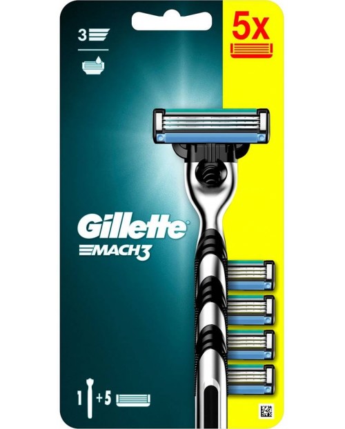 Gillette Mach 3 Самобръсначка, с 5 сменяеми ножчета | Ozone.bg