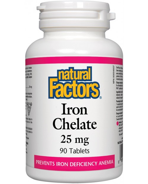 Iron Chelate, 25 mg, 90 таблетки, Natural Factors | Ozone.bg