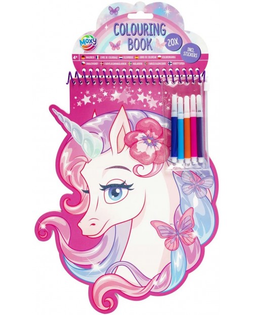 Книжка за оцветяване Moxy - Еднорог, с 5 флумастера | Ozone.bg