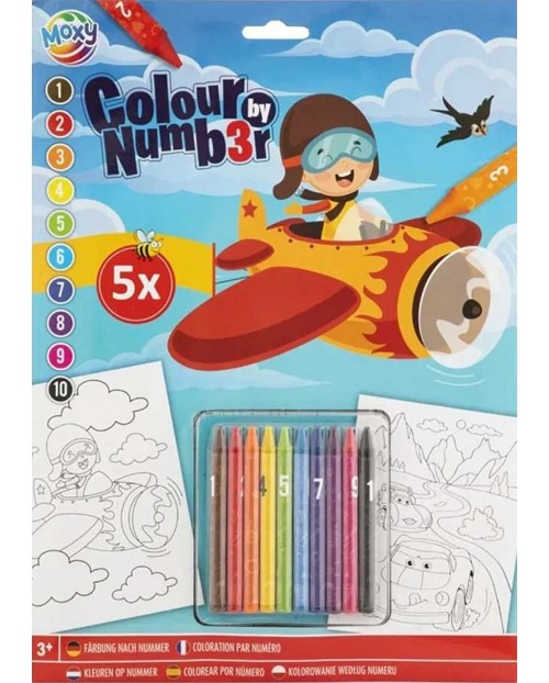 Комплект за рисуване по номера Moxy - Самолет, с пастели | Ozone.bg