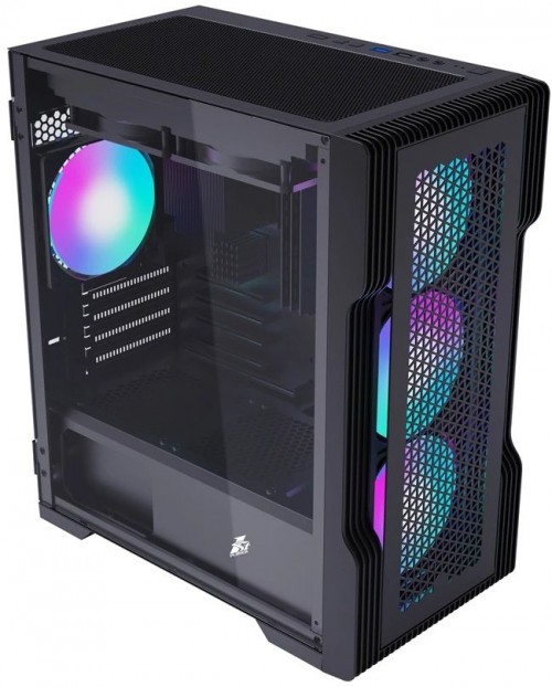 Кутия 1stPlayer - TRILOBITE T3 Mesh Black, mini tower, черна/прозрачна ...
