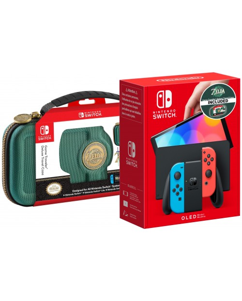 Nintendo Switch OLED - Neon Red & Neon Blue + Zelda Travel Case | Ozone.bg