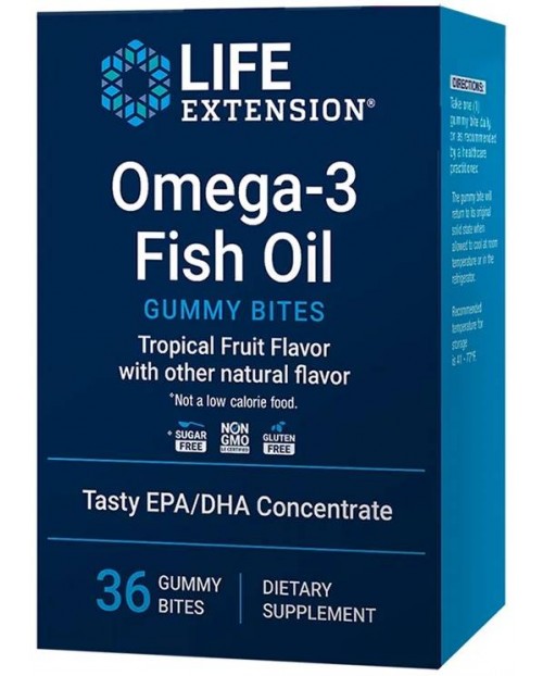 Omega-3 Fish Oil Gummy Bites, 36 желирани таблетки, Life Extension ...