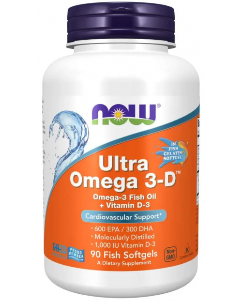 Ultra Omega 3-D, 90 капсули, Now | Ozone.bg