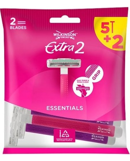 Wilkinson Sword Дамски самобръсначки Extra2 Essentials Beauty, 5 + 2 броя | Ozone.bg