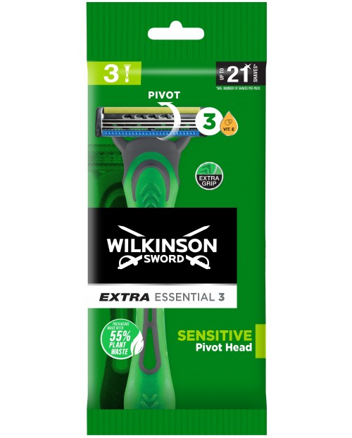 Wilkinson Sword Самобръсначки Extra3 Essential Sensitive, 3 броя | Ozone.bg