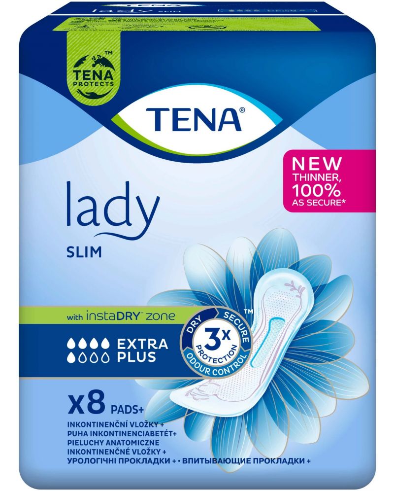 Дамски урологични превръзки Tena Lady Slim - Extra Plus, 8 броя | Добра цена | Ozone.bg