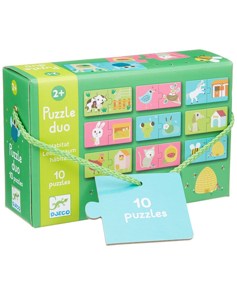 Образователен пъзел Djeco Duo от 20 части - Кой къде живее? | Отлична цена | Ozone.bg