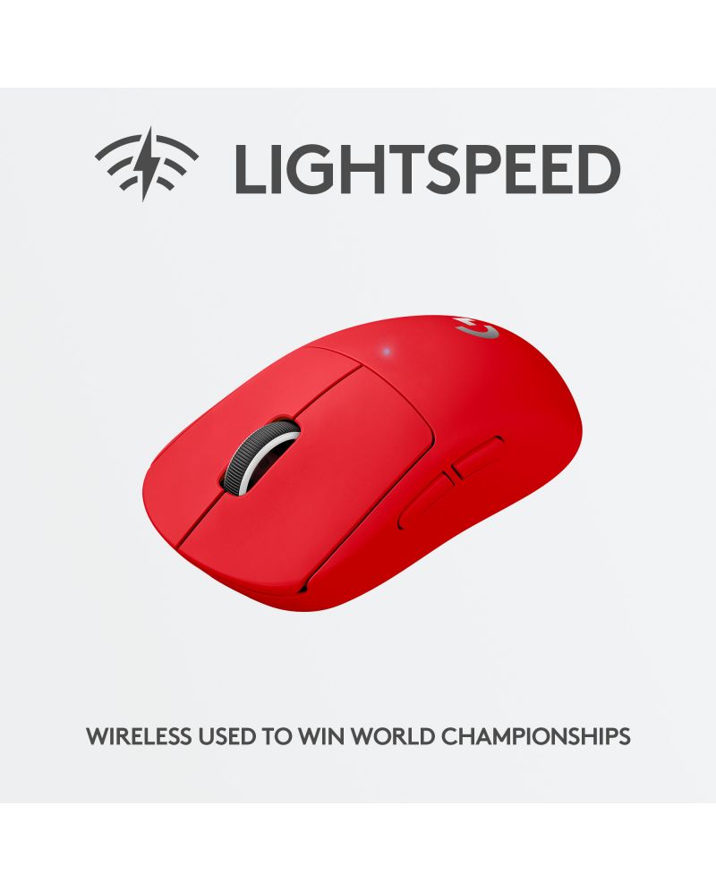 Гейминг мишка Logitech - Pro X Superlight, оптична, безжична, червена ...
