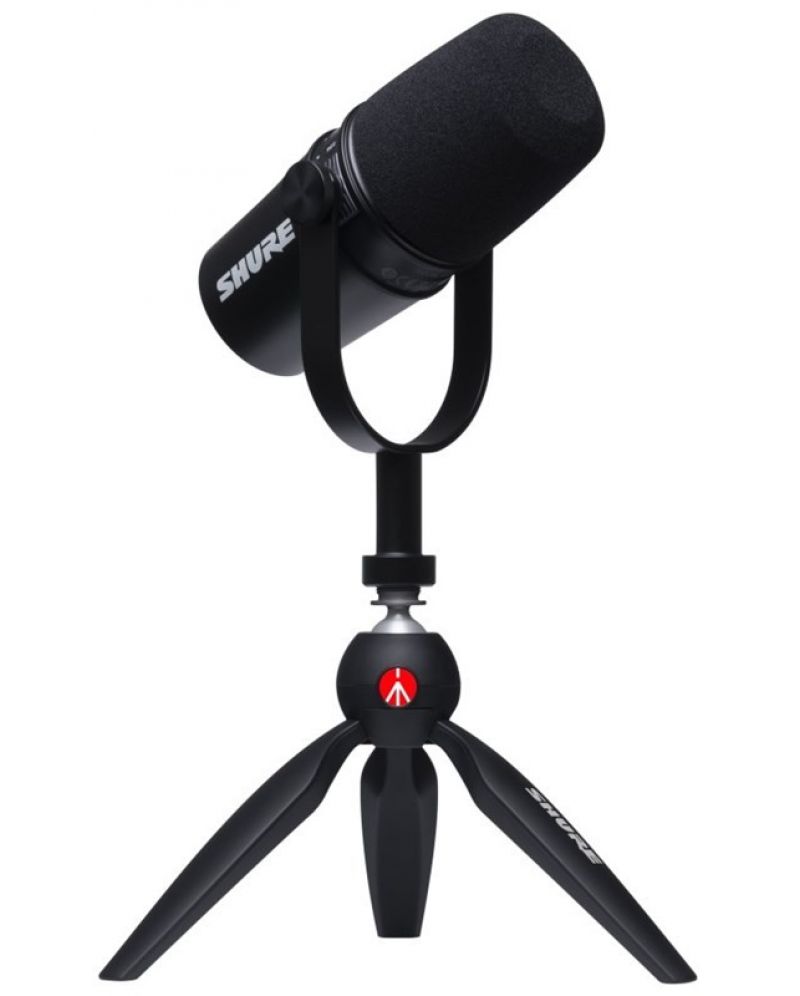 Комплект микрофон и стойка Shure - MV7-K, черен | Ozone.bg