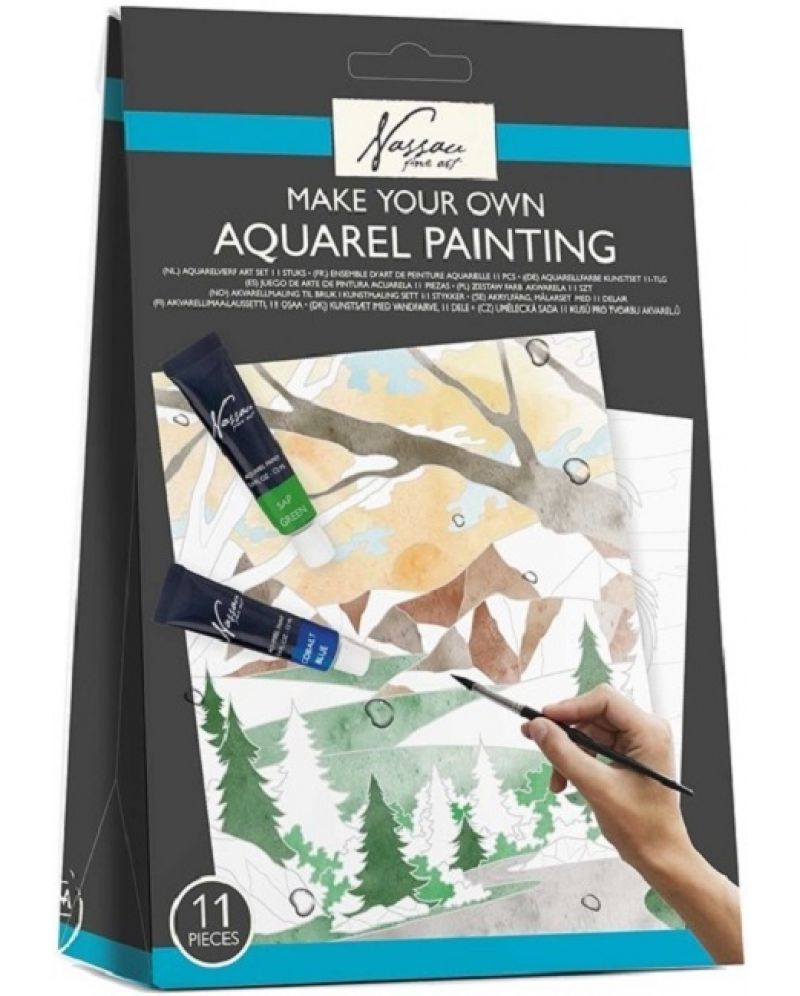 Комплект за оцветяване с акварелни бои Grafix - Пейзажи | Ozone.bg