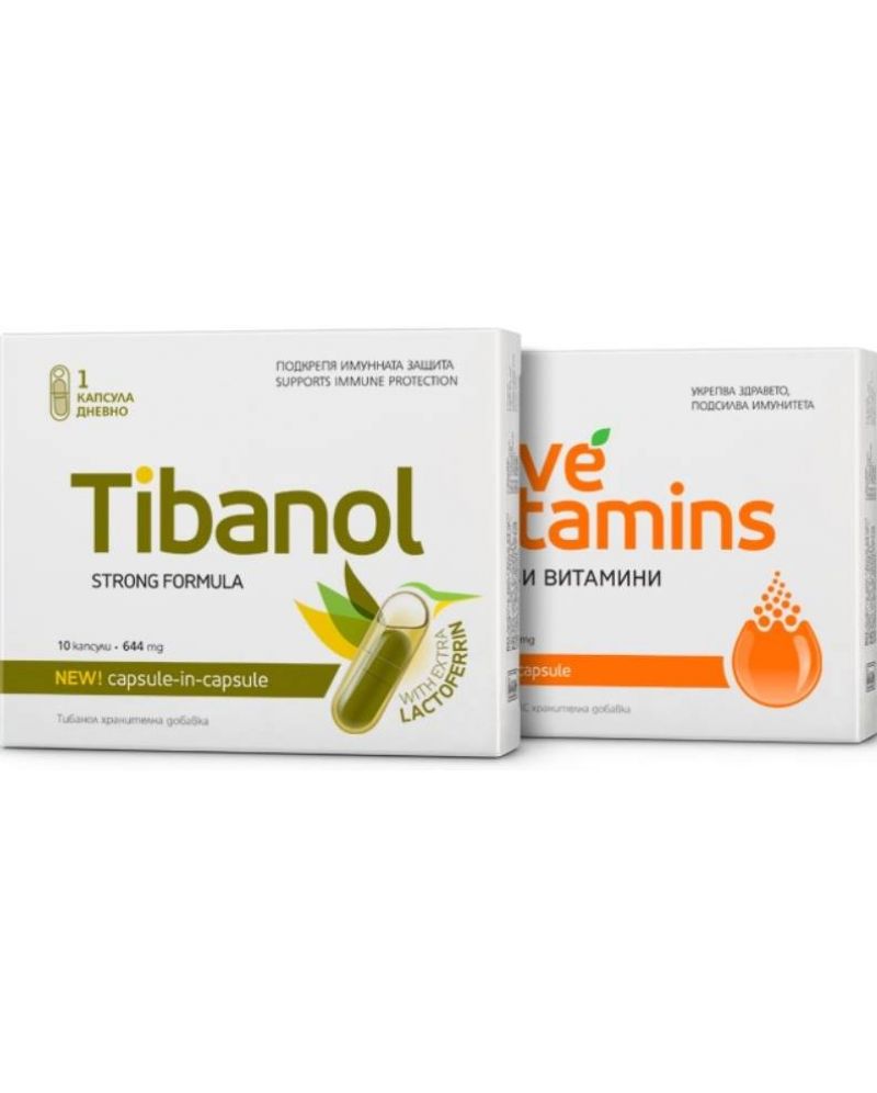Комплект Здраве Live Vitamins + Tibanol, 30 + 10 капсули, Vitaslim ...