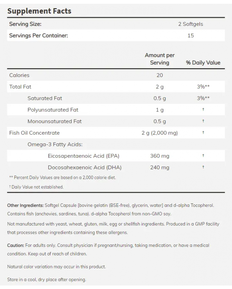 Omega-3 Molecularly Distilled, 200 капсули, Now | Ozone.bg