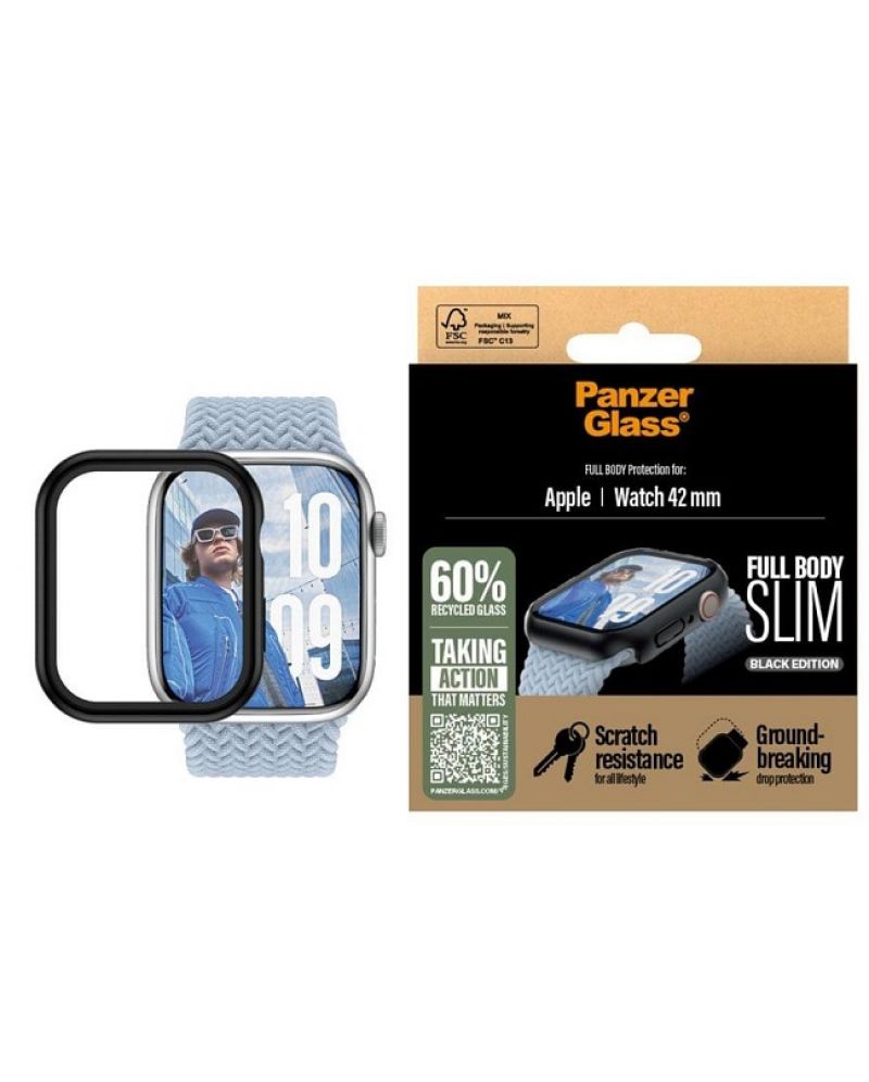 Стъклен протектор PanzerGlass - Full Body Slim, Apple Watch, 42mm ...