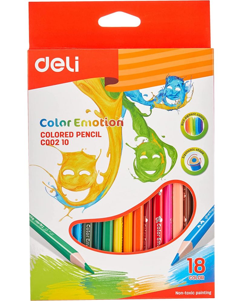 Цветни моливи Deli Color Emotion - EC00210, 18 цвята | Ozone.bg