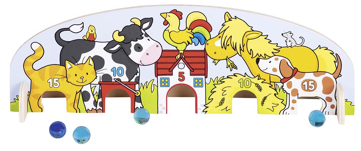 Дървена игра Goki - Ферма, с топчета | Отлична цена | Ozone.bg