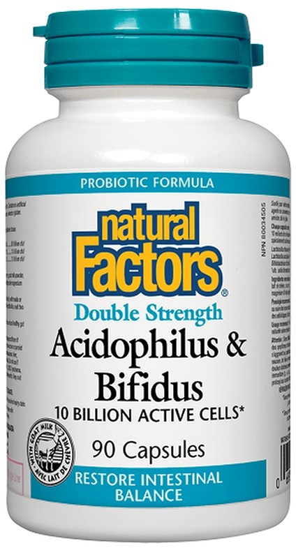 Acidophilus & Bifidus, 90 капсули, Natural Factors | Ozone.bg