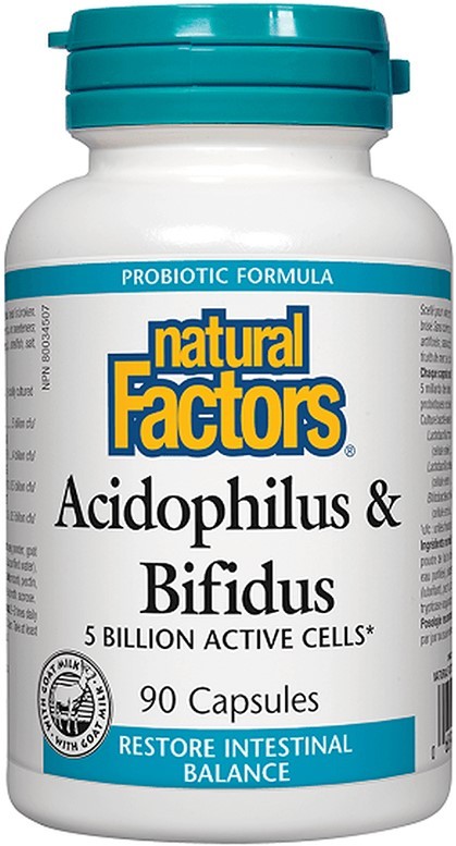 Acidophilus & Bifidus, 90 капсули, Natural Factors | Ozone.bg