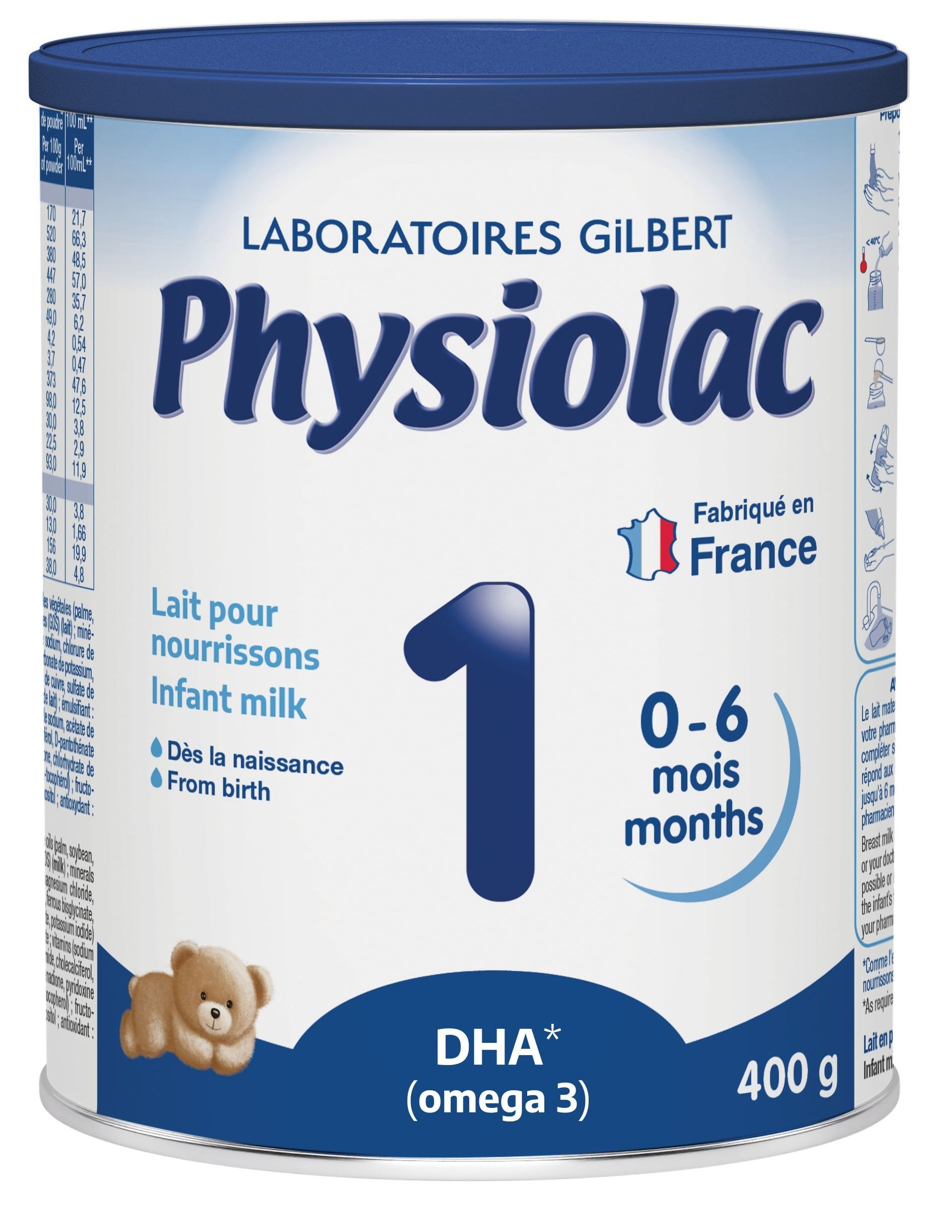 Адаптирано мляко за кърмачета Physiolac - 1, 0-6 м, 400 g | Добра цена ...