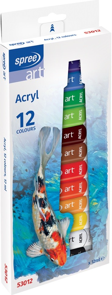 Акрилни бои Spree Art - 12 цвята х 12 ml | Ozone.bg