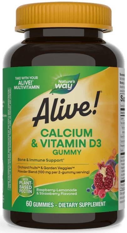Alive Calcium + Vitamin D3 Gummy, 60 желирани таблетки, Nature's Way ...