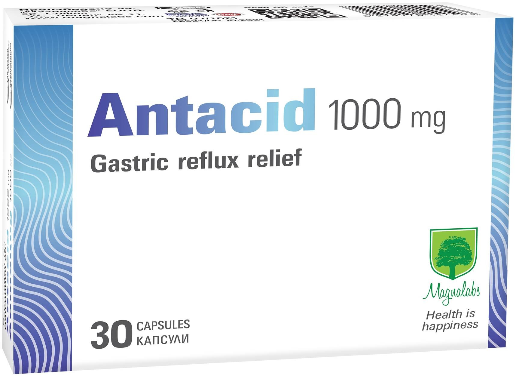 Antacid, 1000 mg, 30 капсули, Magnalabs | Ozone.bg