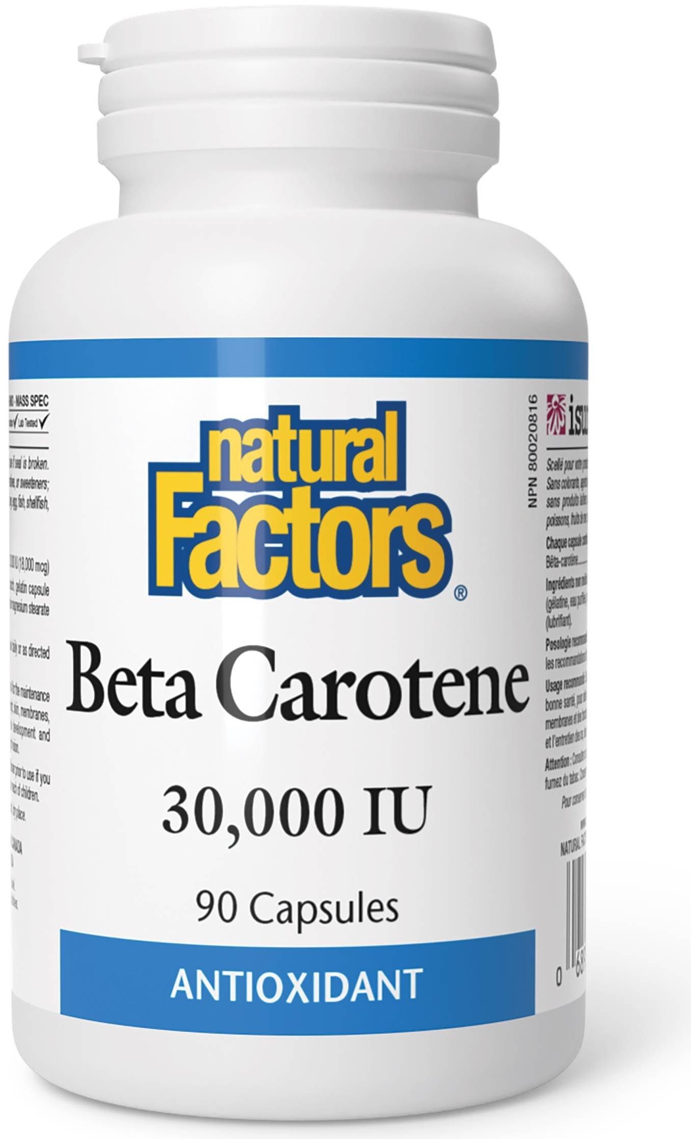 Beta Carotene, 30 000 IU, 90 капсули, Natural Factors | Ozone.bg