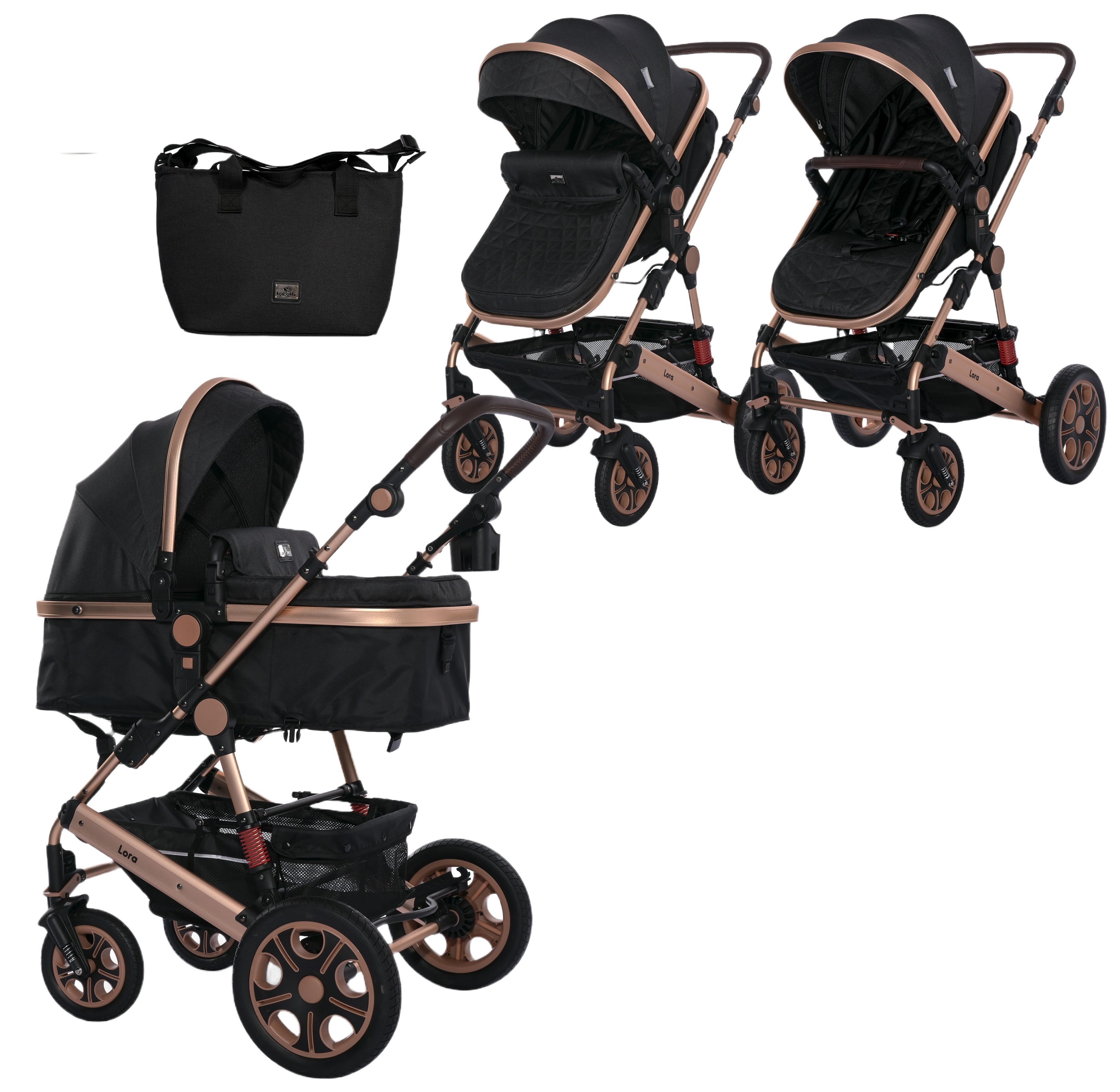 Бебешка количка Lorelli - Lora, черна | Добра цена | Ozone.bg