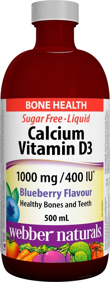 Calcium, 1000 mg + Vitamin D3, 400 IU, 500 ml, Webber Naturals | Ozone.bg