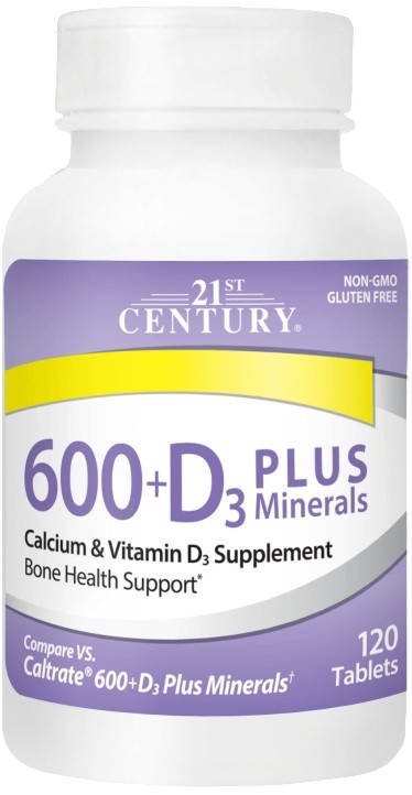 Calcium 600 mg + D3 Plus Minerals, 120 таблетки, 21st Century | Ozone.bg