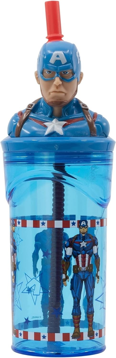 Чаша със сламка и 3D фигура Stor Avengers - Invisible Force, Captain ...