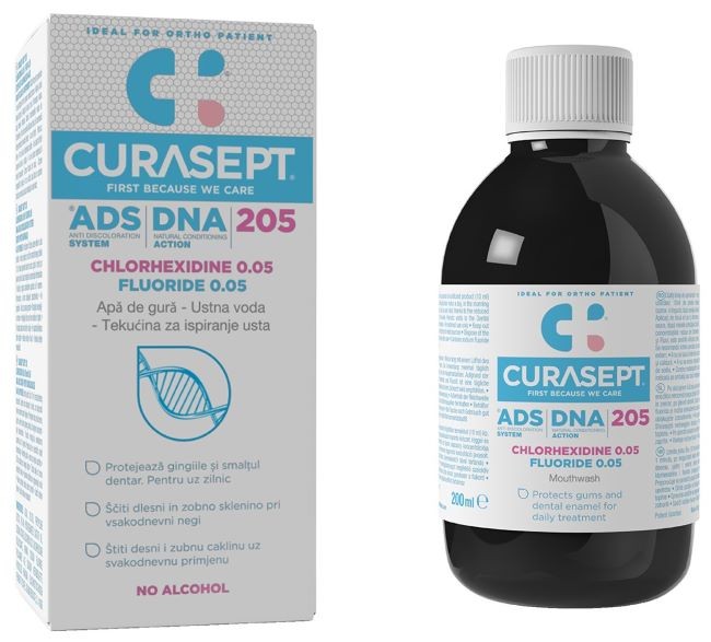Curasept ADS DNA 205 Вода за уста с 0.05% хлорхексидин, 200 ml | Ozone.bg