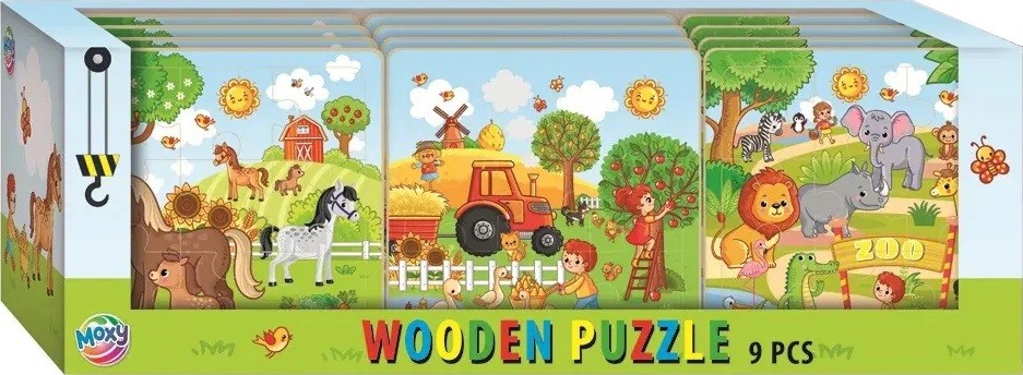 Дървен пъзел Moxy - 9 части, асортимент | Отлична цена | Ozone.bg