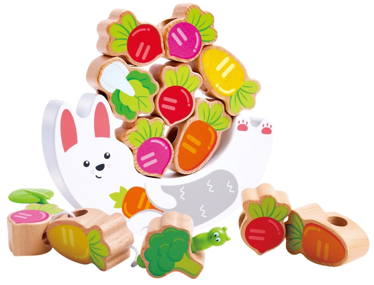 Дървена играчка Hape International - Зайче за балансиране и нанизване | Отлична цена | Ozone.bg