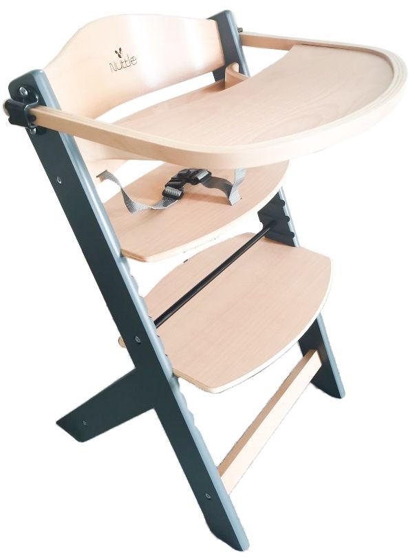 Дървен стол за хранене 2в1 Cangaroo - Nuttle, сив | Ozone.bg