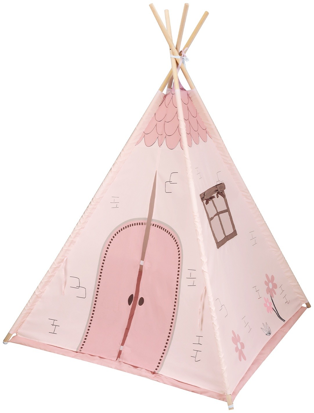 Дървена палатка за игра с мека подложка KikkaBoo - Pink House | Отлична ...