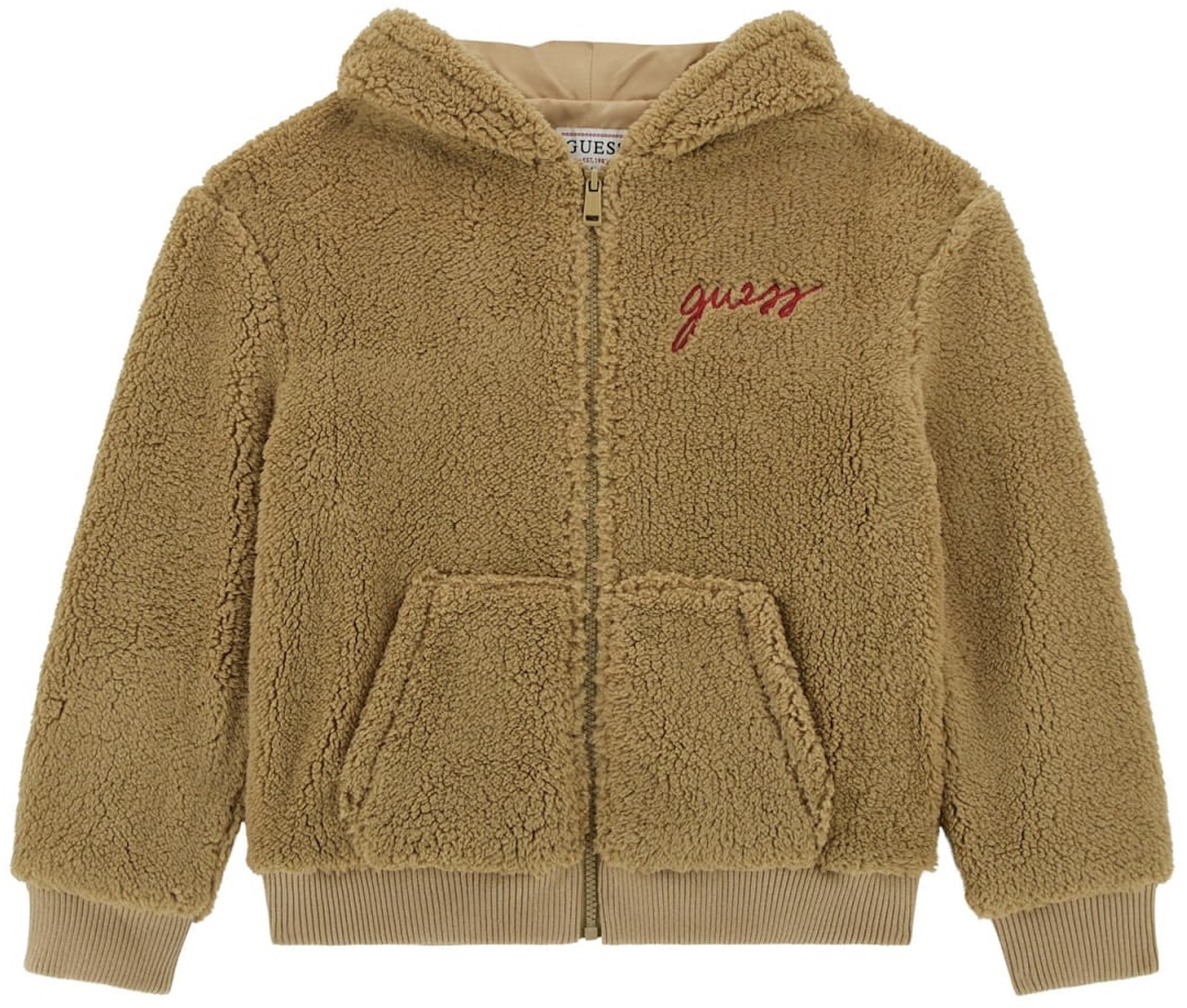 Детско яке с качулка Guess - С големи джобове, оранжево, 10 г | Добра ...