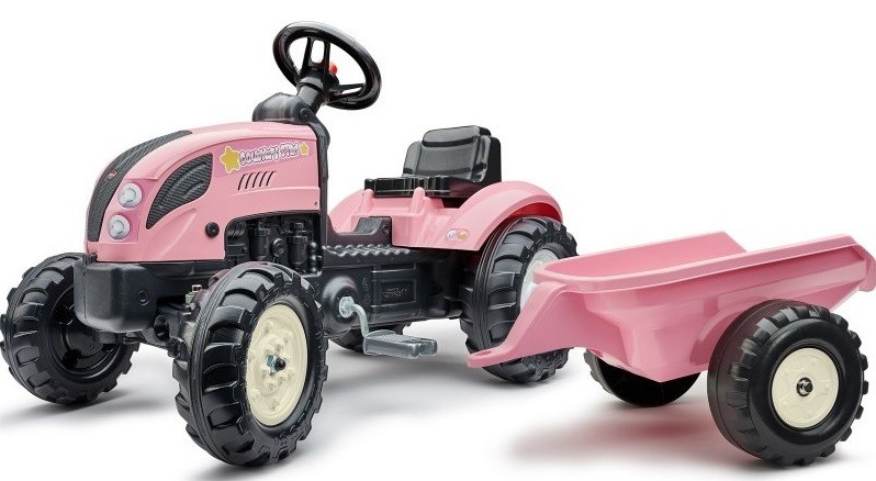 Детски трактор Falk - С педали и ремарке, розов | Отлична цена | Ozone.bg