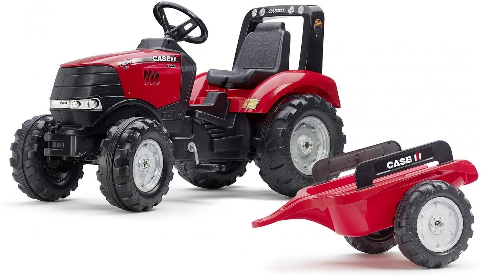 Детски трактор Falk - Case IH, с ремарке и педали, червен | Отлична цена | Ozone.bg