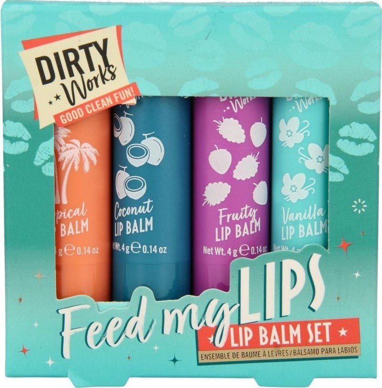Dirty Works Комплект балсами за устни Feed my lips, 4 броя | Ozone.bg