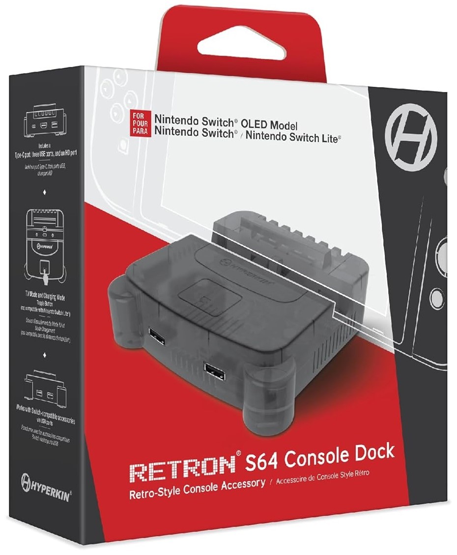 Докинг зарядна станция Hyperkin - RetroN S64 Console Dock, сива ...